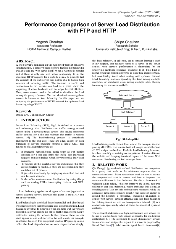 (PDF) Performance Comparison of Server Load Distribution with FTP and HTTP