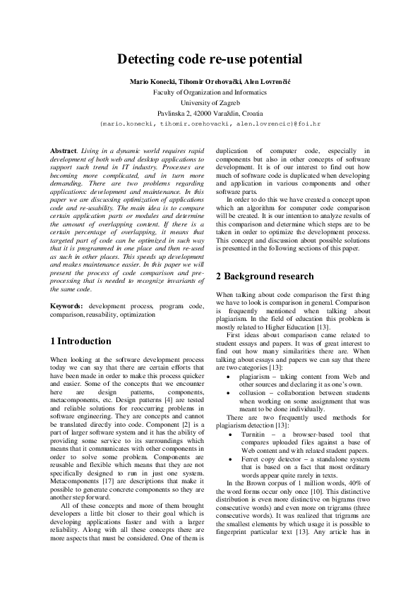 (PDF) Detecting code re-use potential