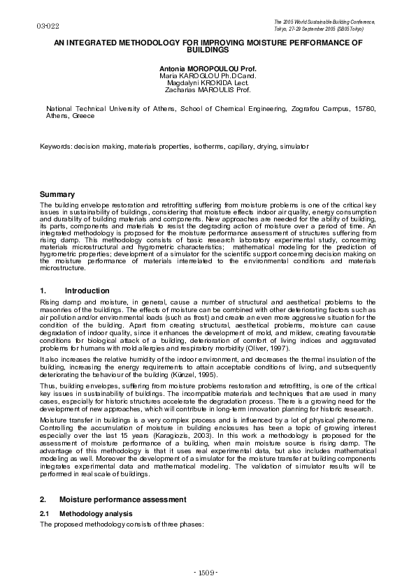 (PDF) An Integrated Methodology for Improving Moisture Performance of ...