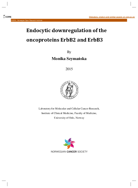(PDF) Endocytic downregulation of the oncoproteins ErbB2 and ErbB3