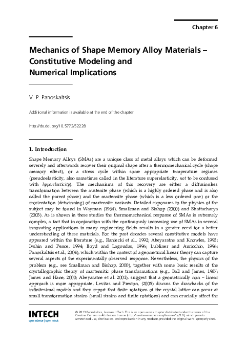 (PDF) Shape Memory Alloys - Processing, Characterization and Applications
