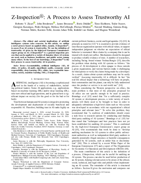 (PDF) Z-Inspection®: A Process to Assess Trustworthy AI