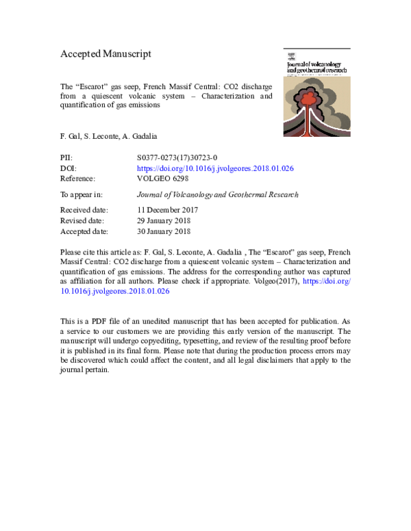 (PDF) The “Escarot” gas seep, French Massif Central: CO2 discharge from ...
