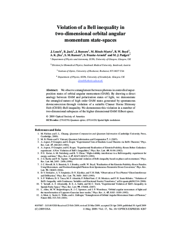 Pdf Orbital Angular Momentum Of Light And The Transformation Of