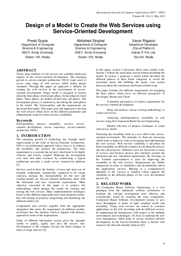 (PDF) Design of a Model to Create the Web Services using Service-Oriented Development