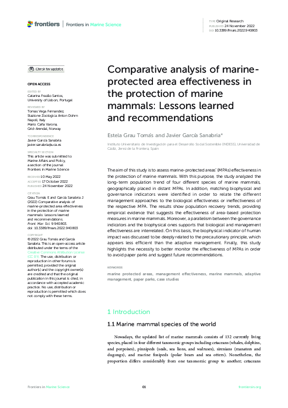 (PDF) Comparative analysis of marine-protected area effectiveness in ...