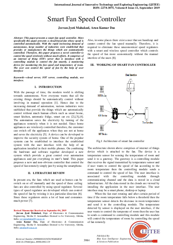 (PDF) Smart Fan Speed Controller