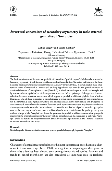 (PDF) Structural constraints of secondary asymmetry in male external ...