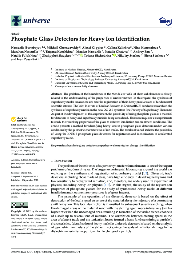 (PDF) Phosphate Glass Detectors for Heavy Ion Identification