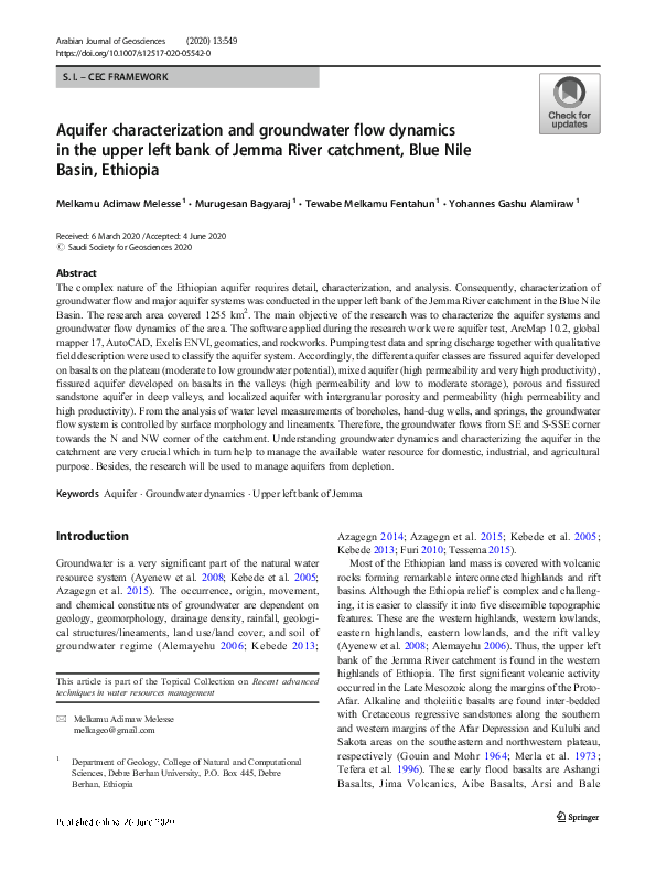 Pdf Aquifer Characterization And Groundwater Flow Dynamics In The