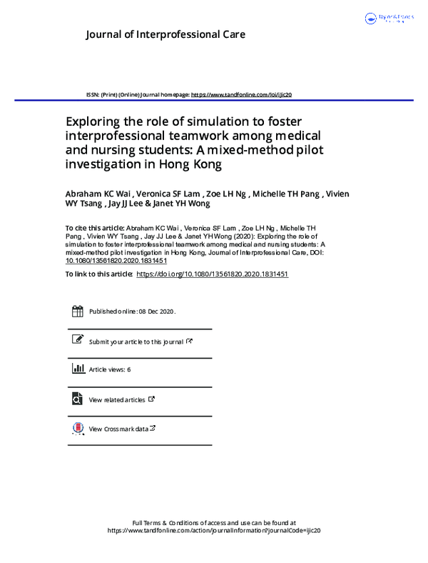 (PDF) Exploring the role of simulation to foster interprofessional teamwork among medical and ...