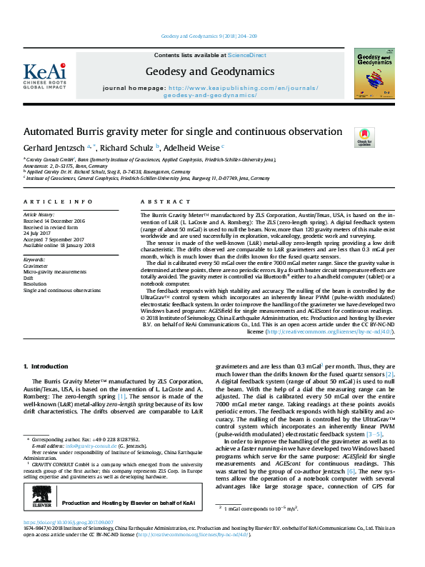 (PDF) Automated Burris gravity meter for single and continuous observation
