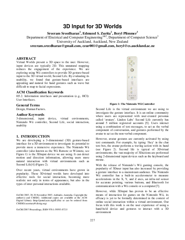 (PDF) 3D input for 3D worlds