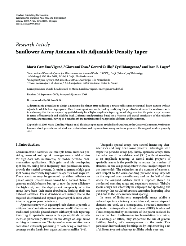 (PDF) Sunflower Array Antenna with Adjustable Density Taper | giovanni ...