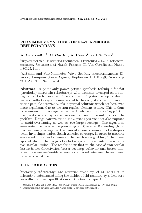 Pdf Phase Only Synthesis Of Flat Aperiodic Reflectarrays