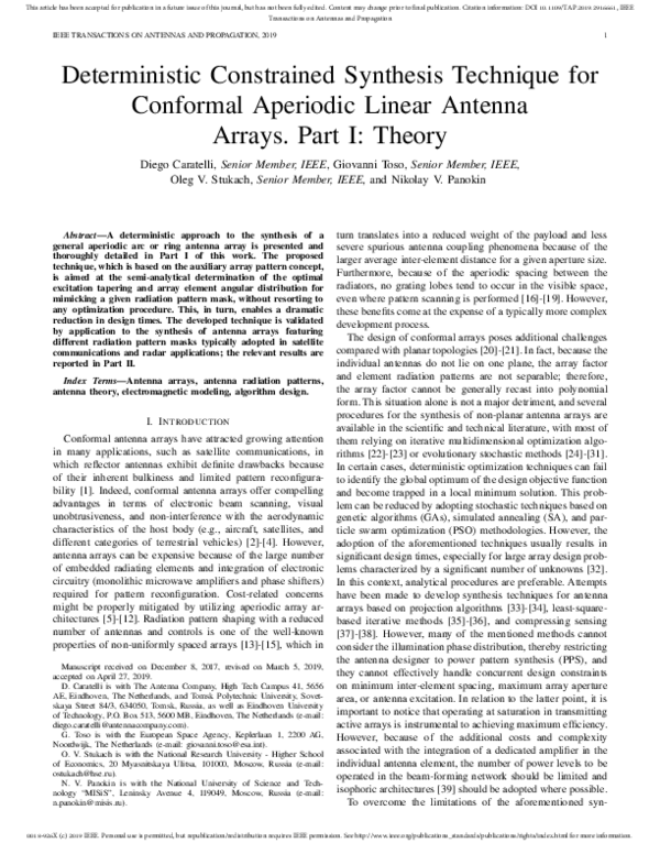 Pdf Deterministic Constrained Synthesis Technique For Conformal Aperiodic Linear Antenna