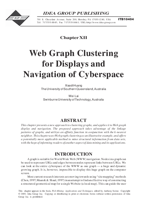(PDF) Web Graph Clustering for Enhanced Navigation