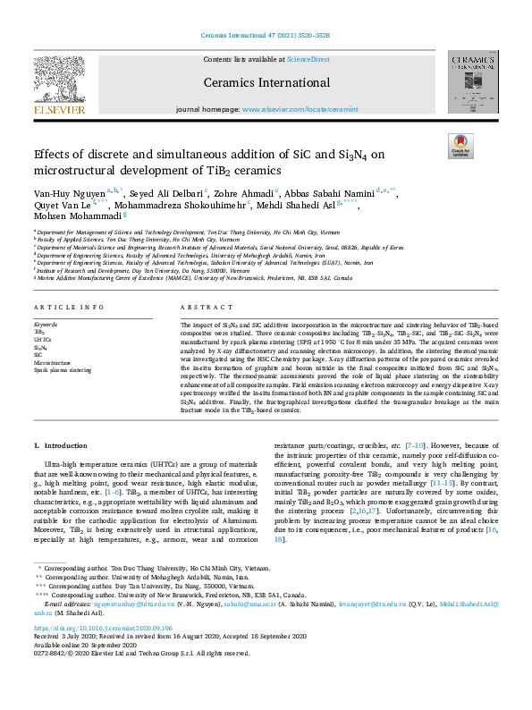 (PDF) Effects of discrete and simultaneous addition of SiC and Si3N4 on microstructural ...