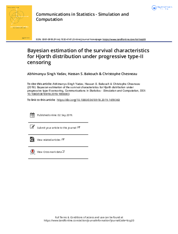 (PDF) Bayesian Estimation of Hjorth Distribution Survival Under Censoring