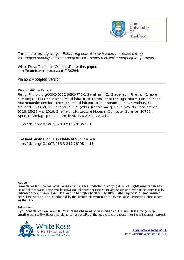 (PDF) Enhancing Critical Infrastructure Resilience Through Information ...