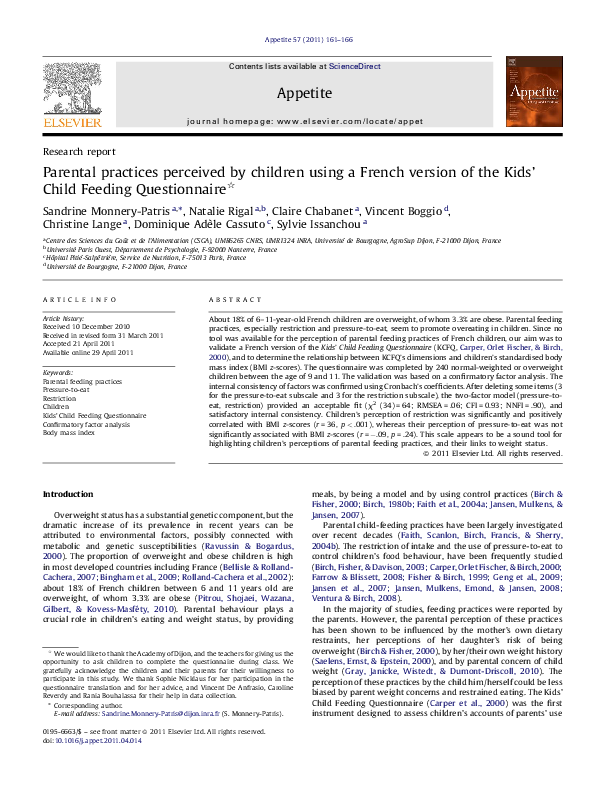 (PDF) Parental practices perceived by children using a French version ...