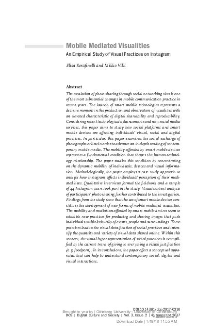 (PDF) Mobile Mediated Visualities An Empirical Study of Visual ...