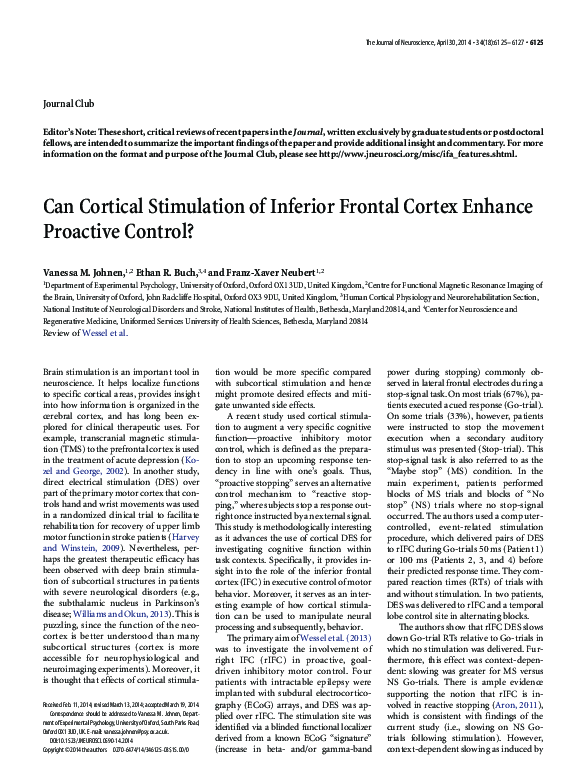 (PDF) Can cortical stimulation of inferior frontal cortex enhance ...