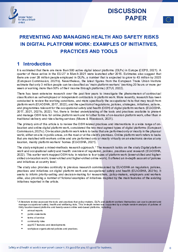 (PDF) Improving Health and Safety in Digital Platform Work