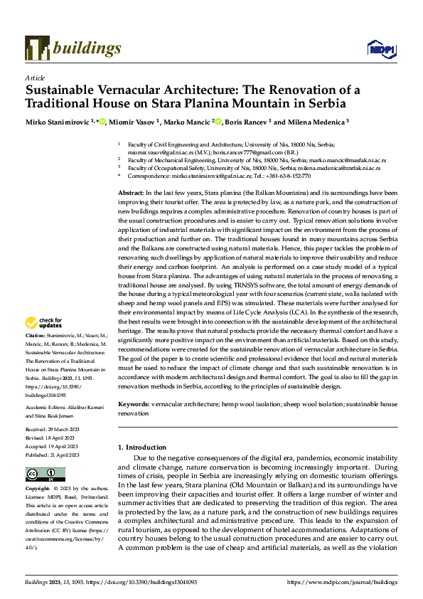 (PDF) Sustainable Vernacular Architecture: The Renovation of a ...