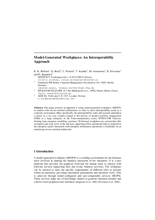 (PDF) Model-Generated Workplaces: An Interoperability Approach