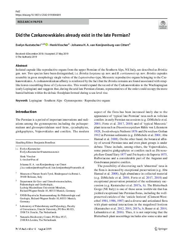 (PDF) Did the Czekanowskiales already exist in the late Permian?