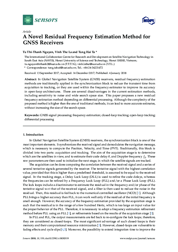 (PDF) A Novel Residual Frequency Estimation Method for GNSS Receivers
