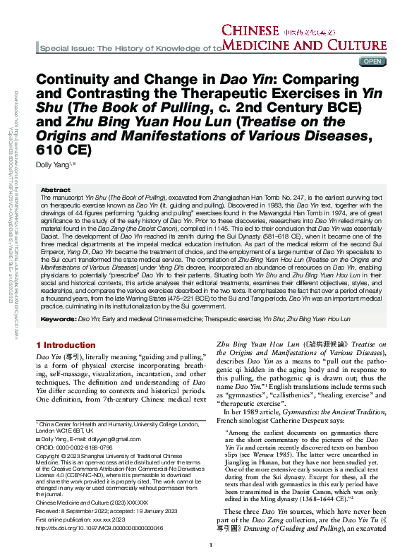 (PDF) Continuity and Change in Dao Yin: Comparing and Contrasting the ...