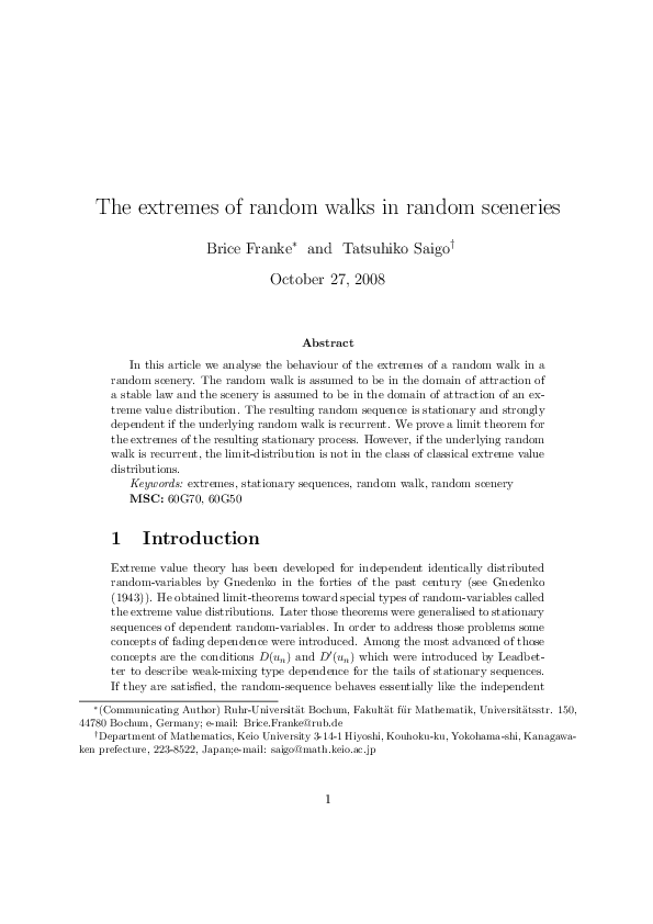 (PDF) The extremes of random walks in random sceneries