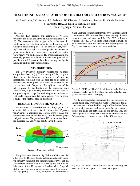 (PDF) Machining and Assembly of the Iba C70 Cyclotron Magnet