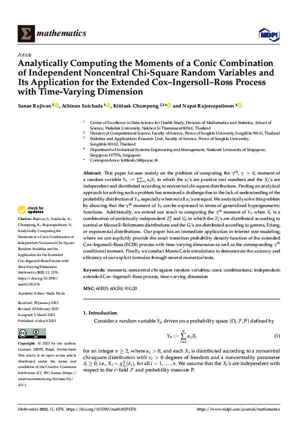 (PDF) Analytically Computing the Moments of a Conic Combination of ...