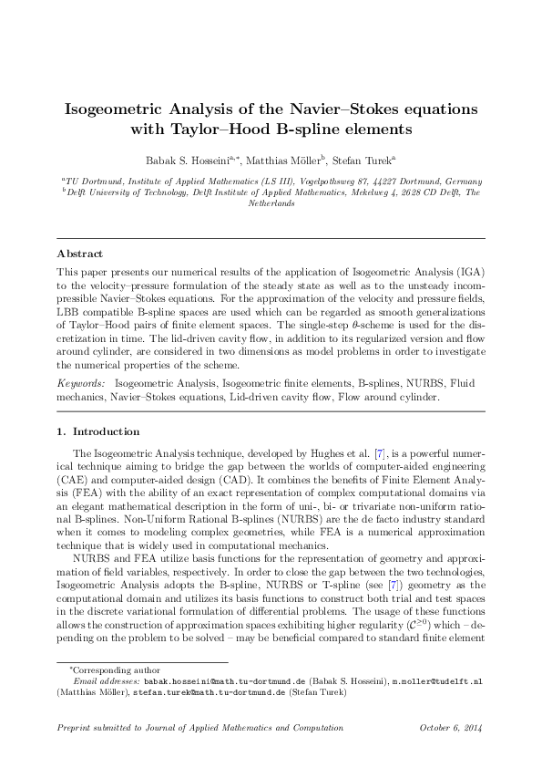 (PDF) Isogeometric Analysis of the Navier–Stokes equations with Taylor ...