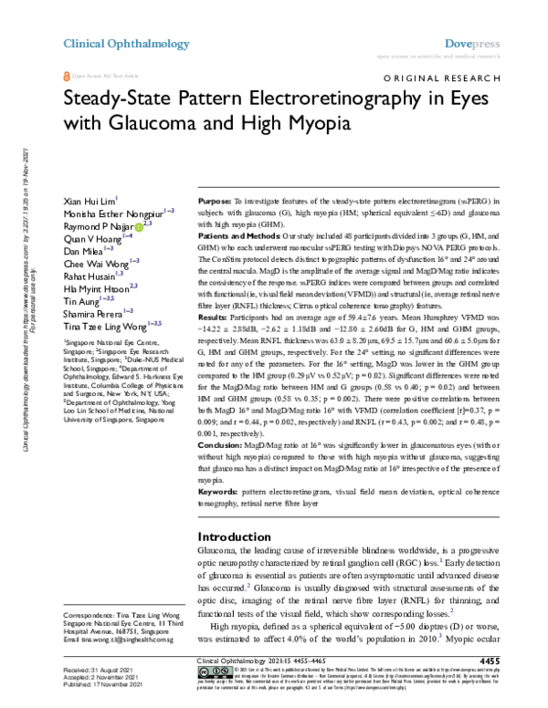 (PDF) Steady-State Pattern Electroretinography in Eyes with Glaucoma ...