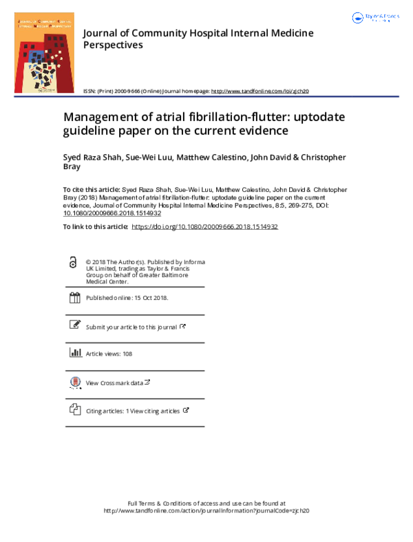 Pdf Management Of Atrial Fibrillation Flutter Uptodate Guideline