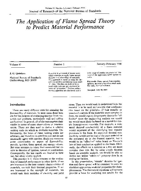 (PDF) The application of flame spread theory to predict material ...