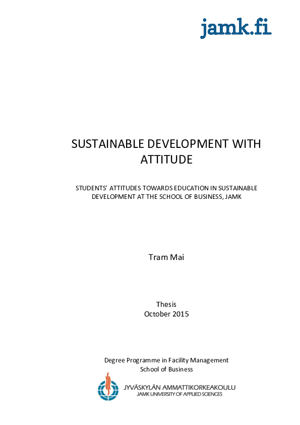 (PDF) Sustainable Development with Attitude : Students' attitude towards education in ...