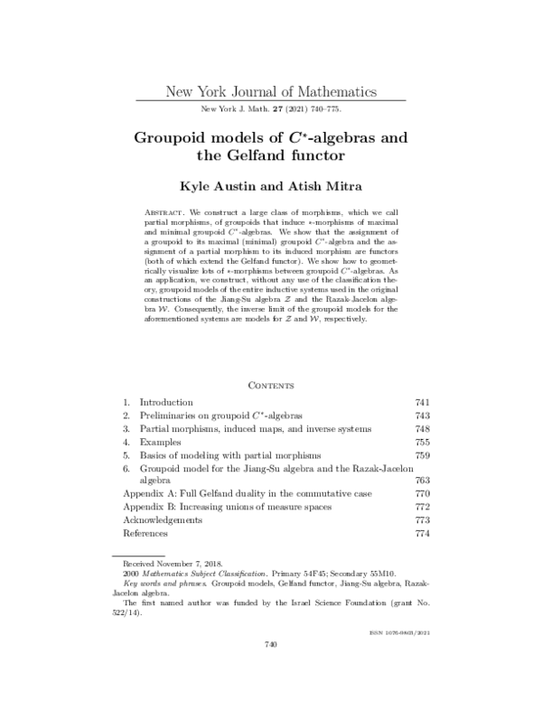 (PDF) Groupoid models of C∗-algebras and the Gelfand functor