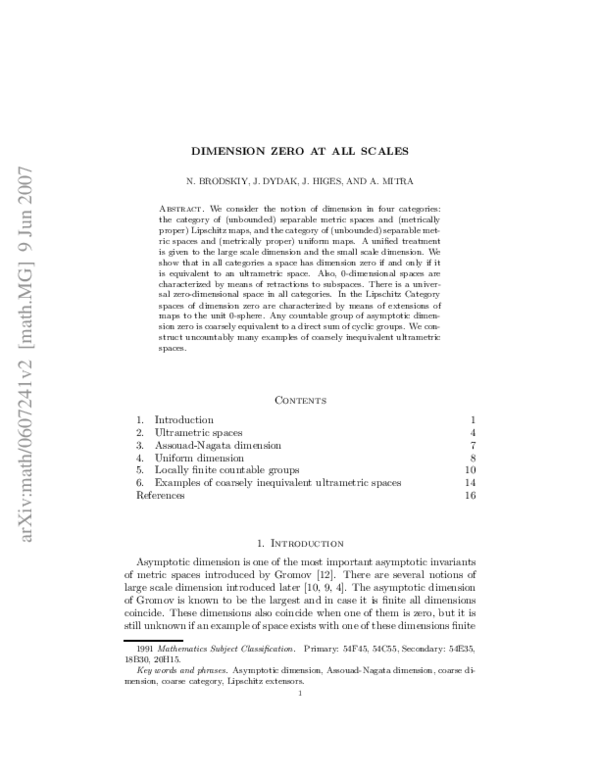 (PDF) Dimension zero at all scales