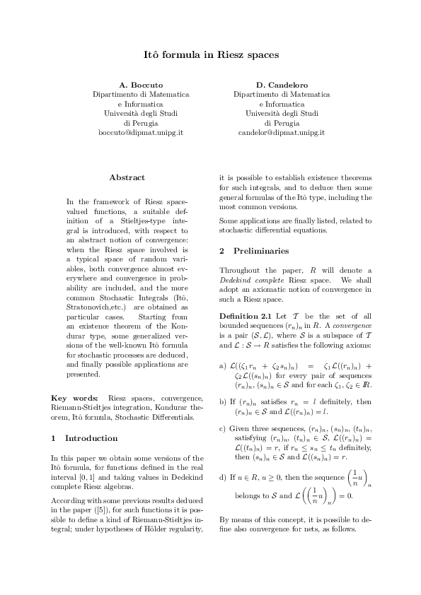 (PDF) Ito formula in Riesz spaces