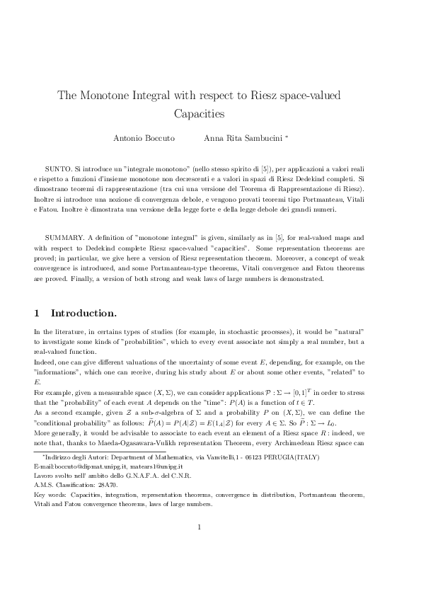 (PDF) The monotone integral with respect to Riesz space-valued capacities