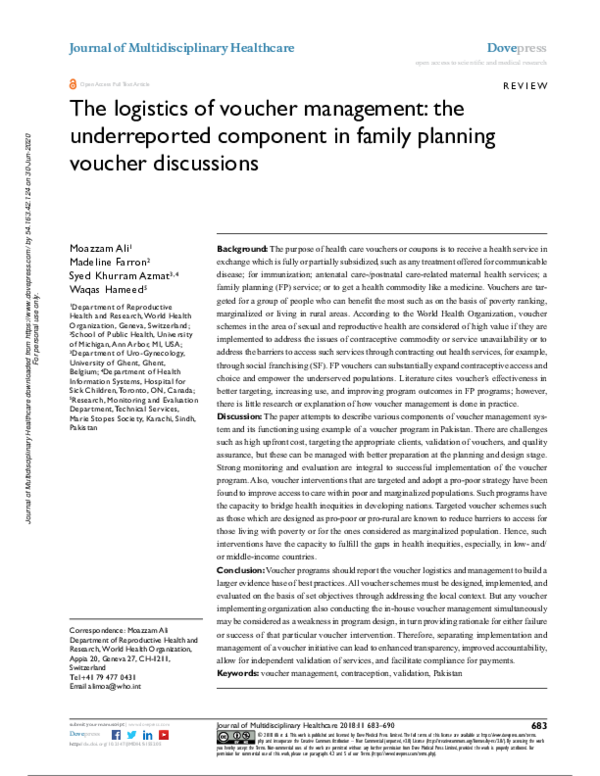(PDF) The logistics of voucher management: the underreported component ...