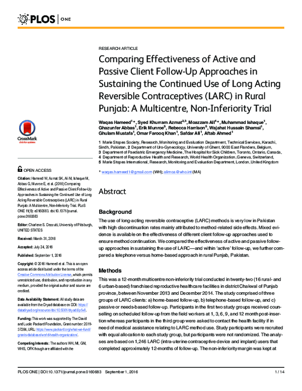 (PDF) Comparing Effectiveness of Active and Passive Client Follow-Up ...