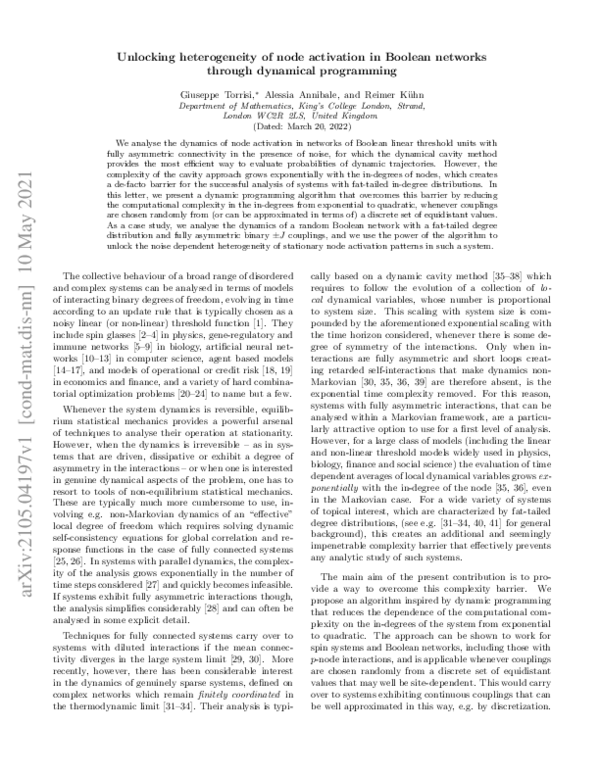 (PDF) Unlocking heterogeneity of node activation in Boolean networks through dynamical programming
