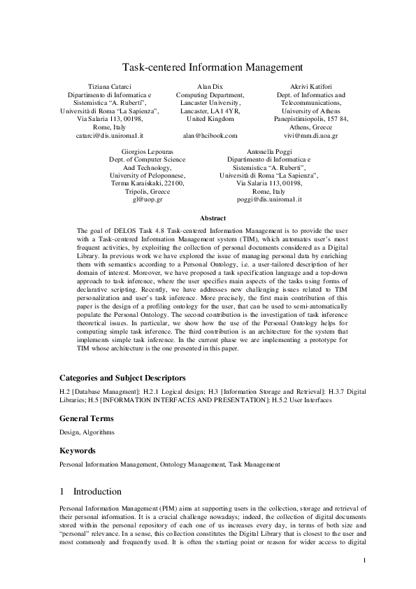 (PDF) Task-Centered Information Management