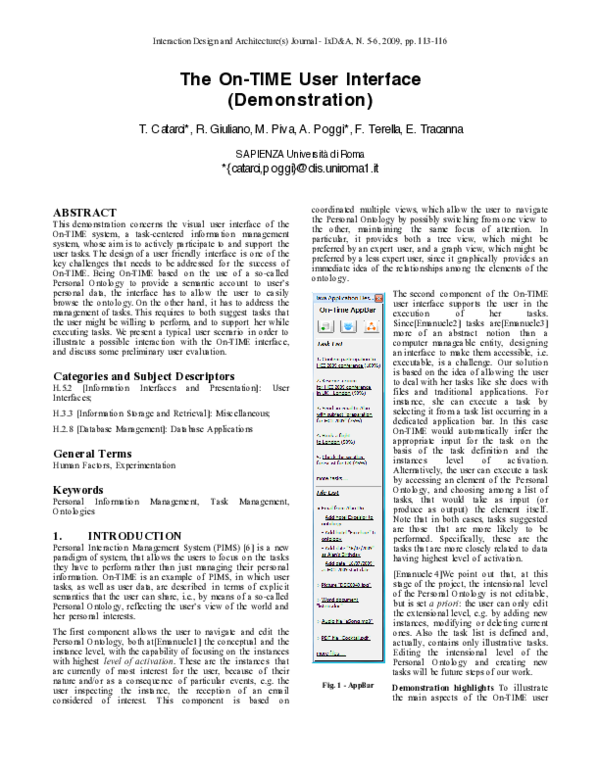 (PDF) The On-TIME User Interface